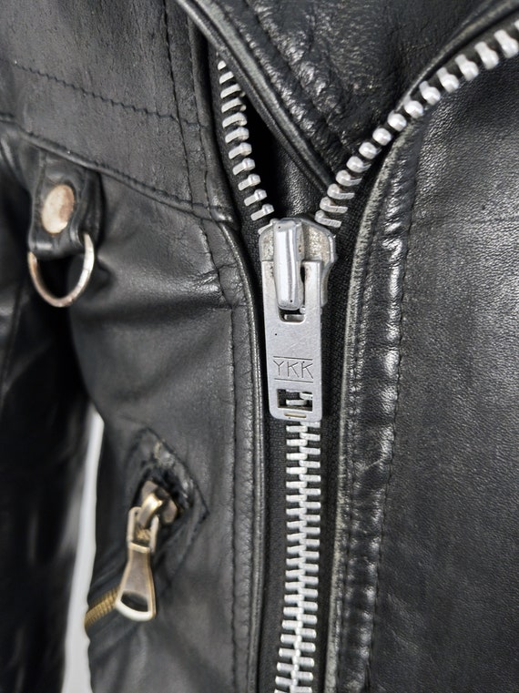 Vintage 70s Scandinavian Leather Motorcycle Jacket / … - Gem