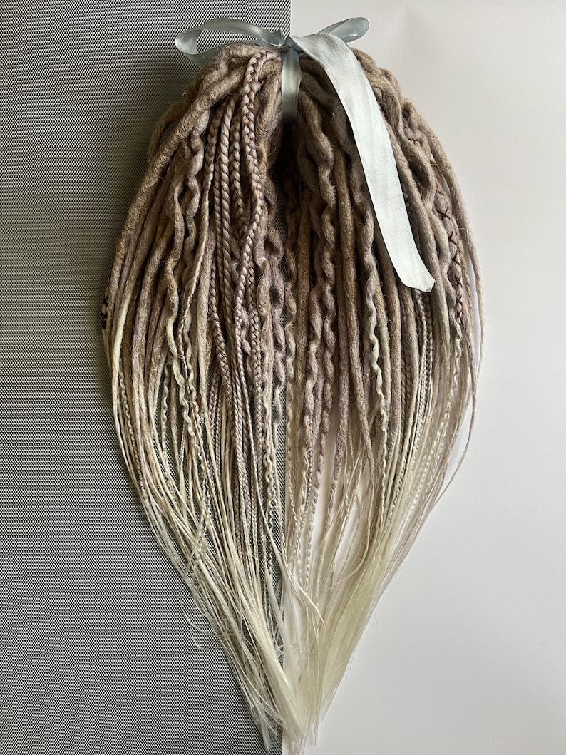 Platinum Blonde Synthetic Dreadlocks With Runes, Gray to White Ombre - Etsy