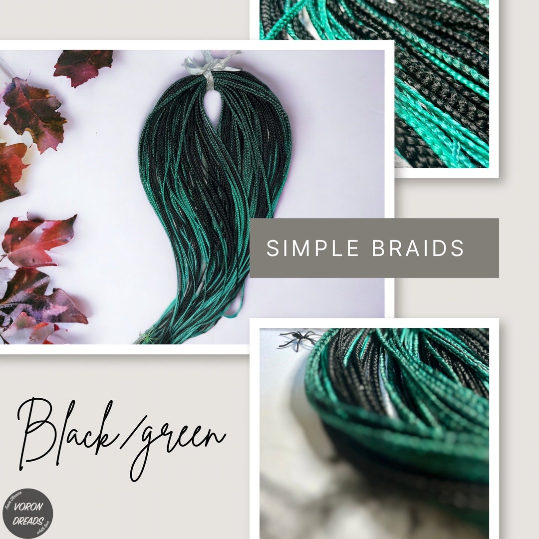 Enchanted Forest Black and Green Simple Synthetic Braids by Voron ...
