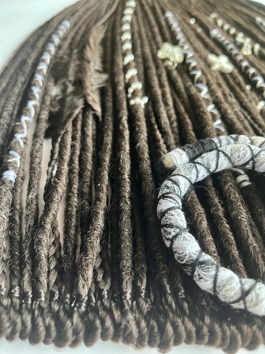 Dark Chestnut Dreadlocks and Braids Set - Handmade Hair Extensions With ...