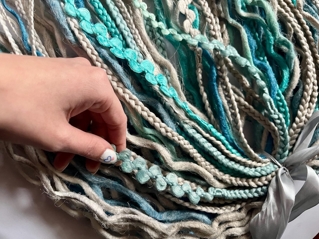 Synthetic Crochet Braids: Silver & Turquoise Viking Dreads 15-21 Inch ...