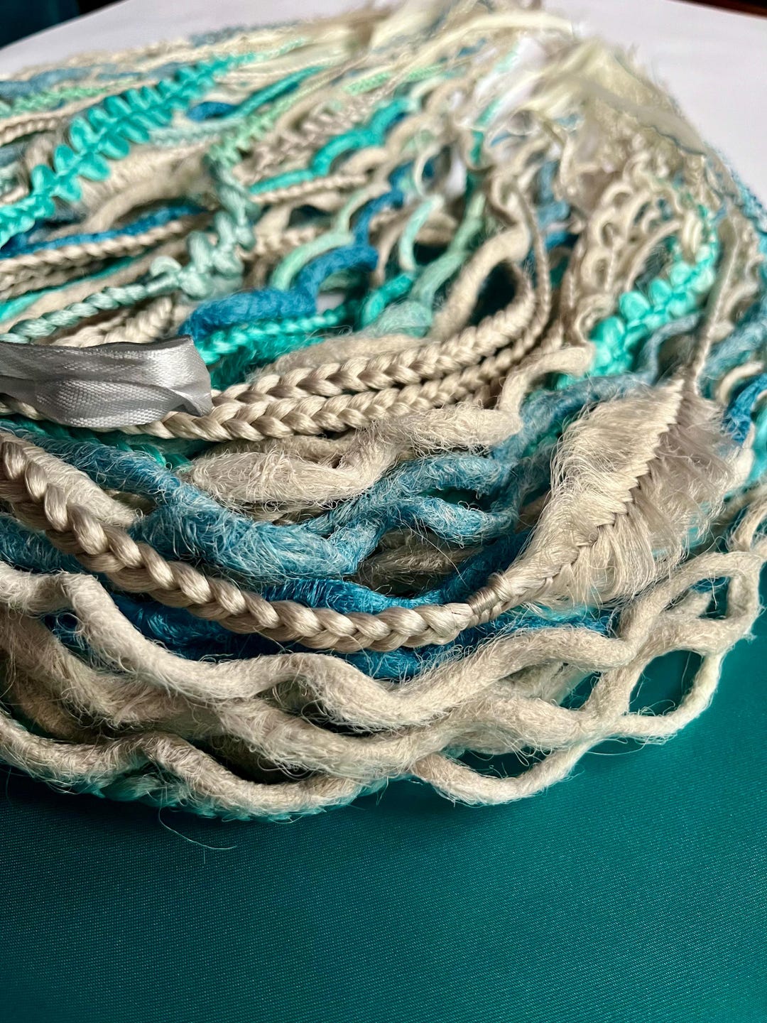 Handmade Crochet Hair Braids: Silver Ombre, Blue & Turquoise Accents - Etsy