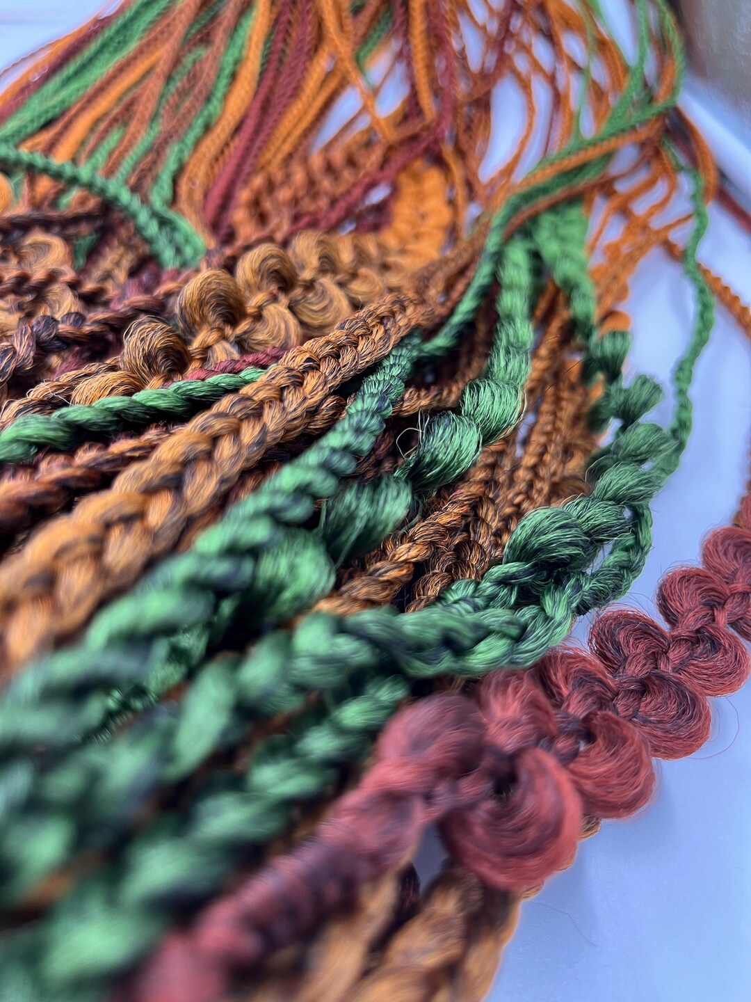 Handmade Green & Bronze Synthetic Dreadlocks: Textured Braids - Etsy