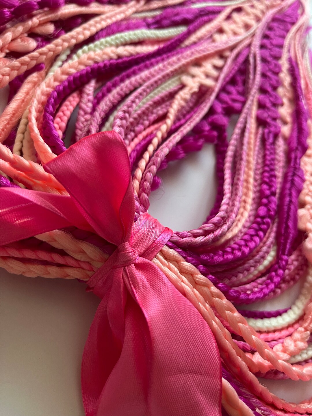 Handcrafted Synthetic Braids: White, Pink, Peach, and Raspberry Colors ...