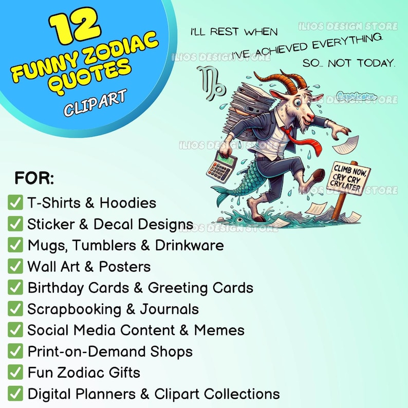 Funny Zodiac Quotes Clipart – 12 PNG Astrology Signs With Sarcastic ...