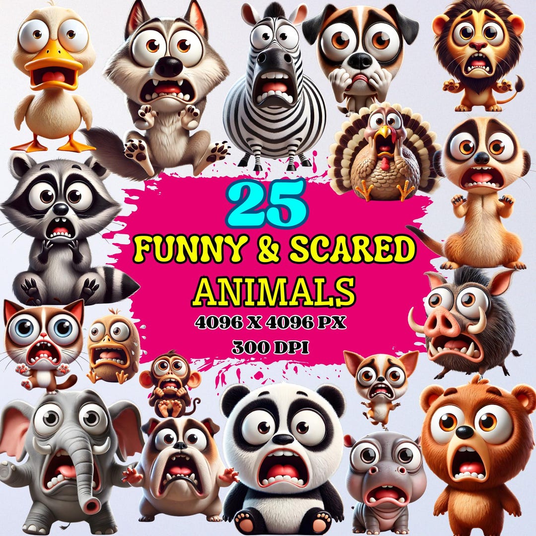 Funny and Scared Animals Clipart – 25 PNG Cute & Hilarious Creatures ...
