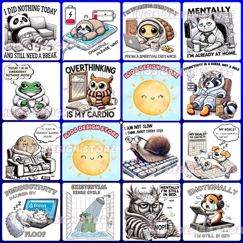 Funny Animal Quote Clipart Bundle – 30 PNG Sarcastic & Relatable ...