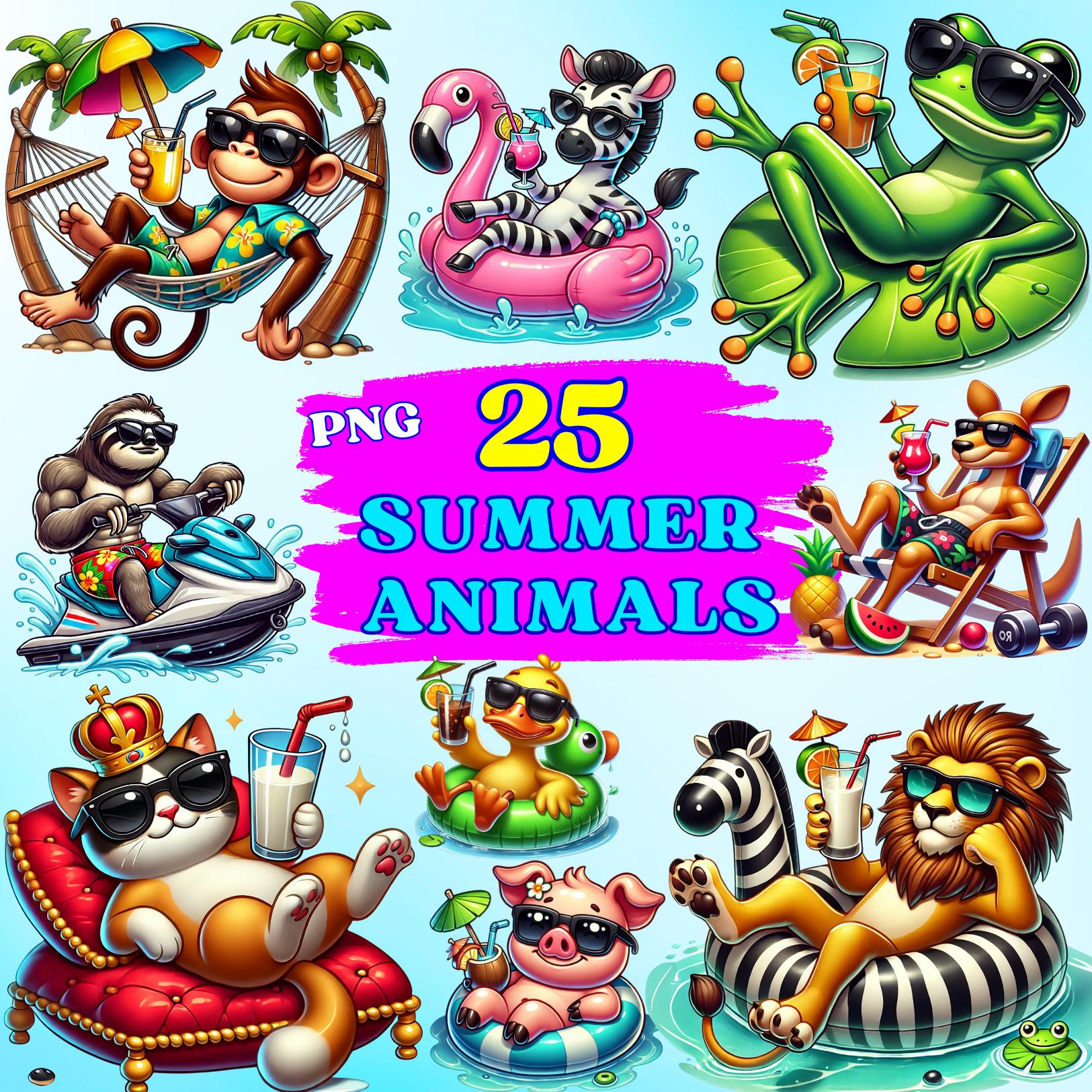 Summer Animals Clipart – 25 Pngs With Sunglasses, Floaties and ...