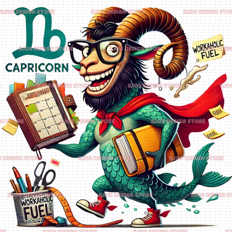 Funny Zodiac Signs Clipart – 12 PNG Humorous Horoscope Characters in ...