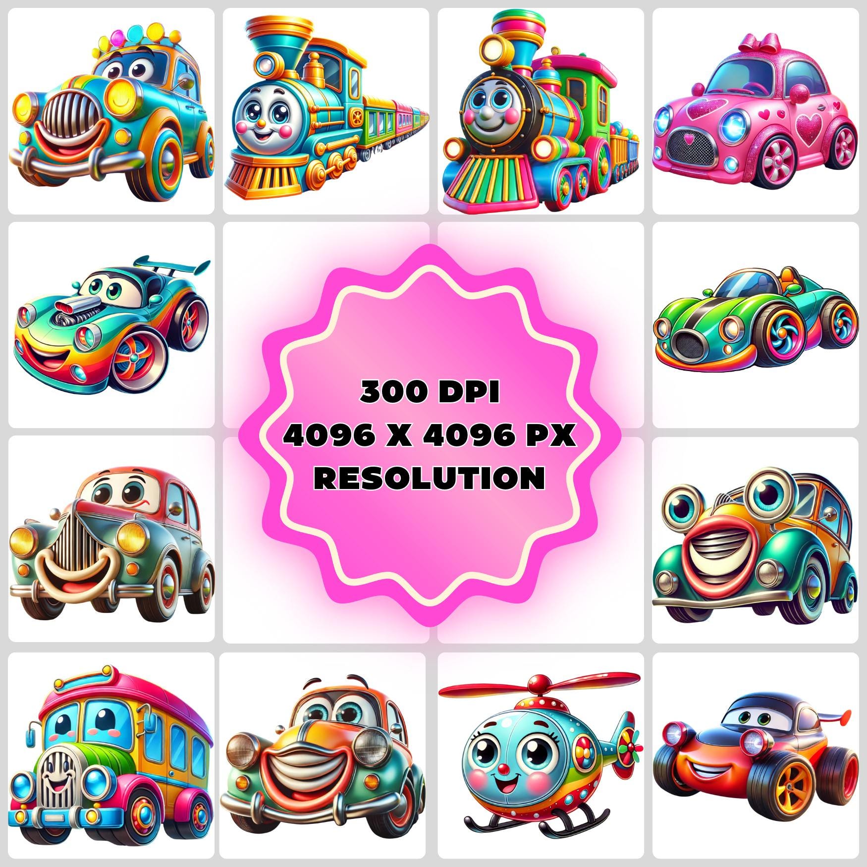 Cute Vehicles 40 PNG Clipart, Cartoon Cars Clipart, Kids Vehicles, Cute ...