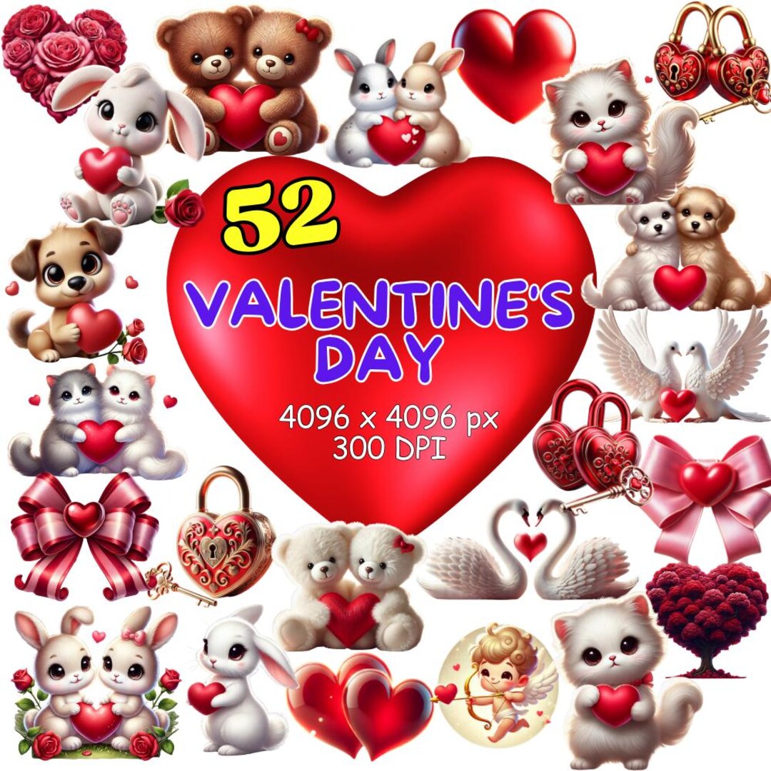 52 High Quality PNG, Hearts, Love Clipart, Bows, Bouquet, Valentine ...