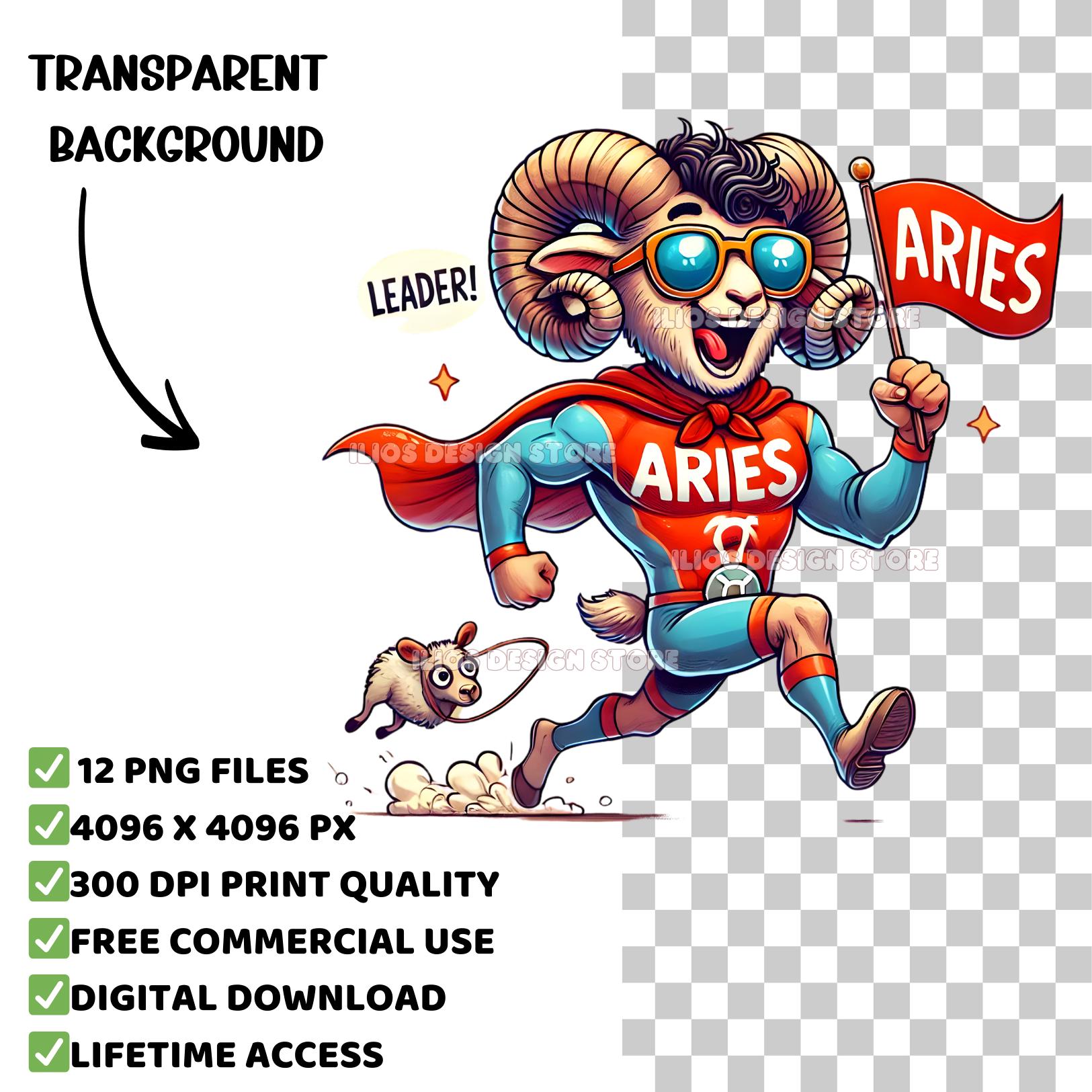 Funny Zodiac Signs Clipart – 12 PNG Humorous Horoscope Characters in ...