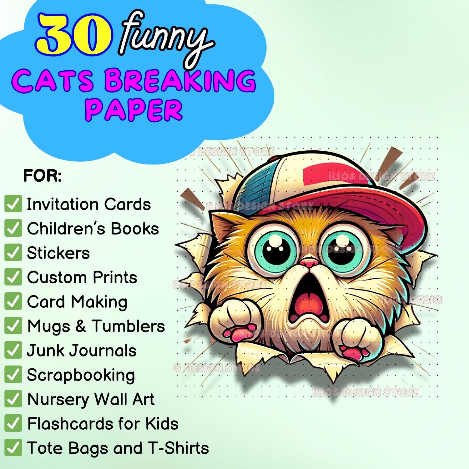 Funny Crazy Angry Scared Cats PNG – 30 Cartoon Cats Breaking Through ...
