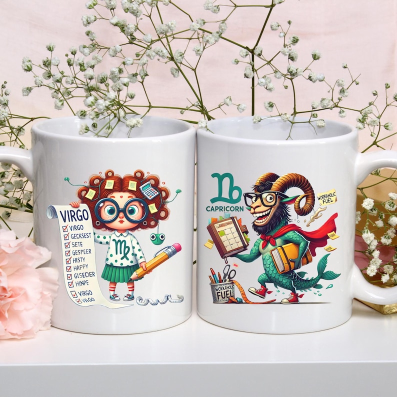 Funny Zodiac Signs Clipart – 12 PNG Humorous Horoscope Characters in ...