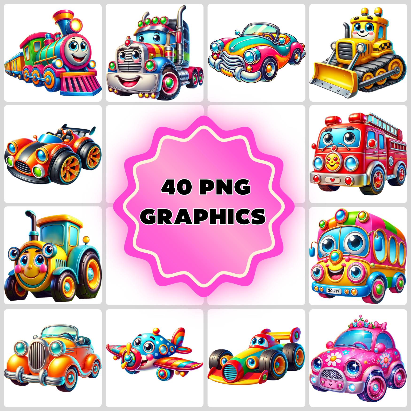 Cute Vehicles 40 PNG Clipart, Cartoon Cars Clipart, Kids Vehicles, Cute ...