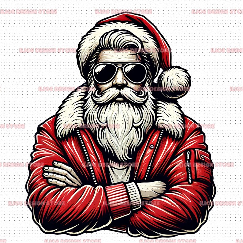 Badass Santa PNG Bundle – 16 Biker, Tattoo & Gangster Christmas Designs ...