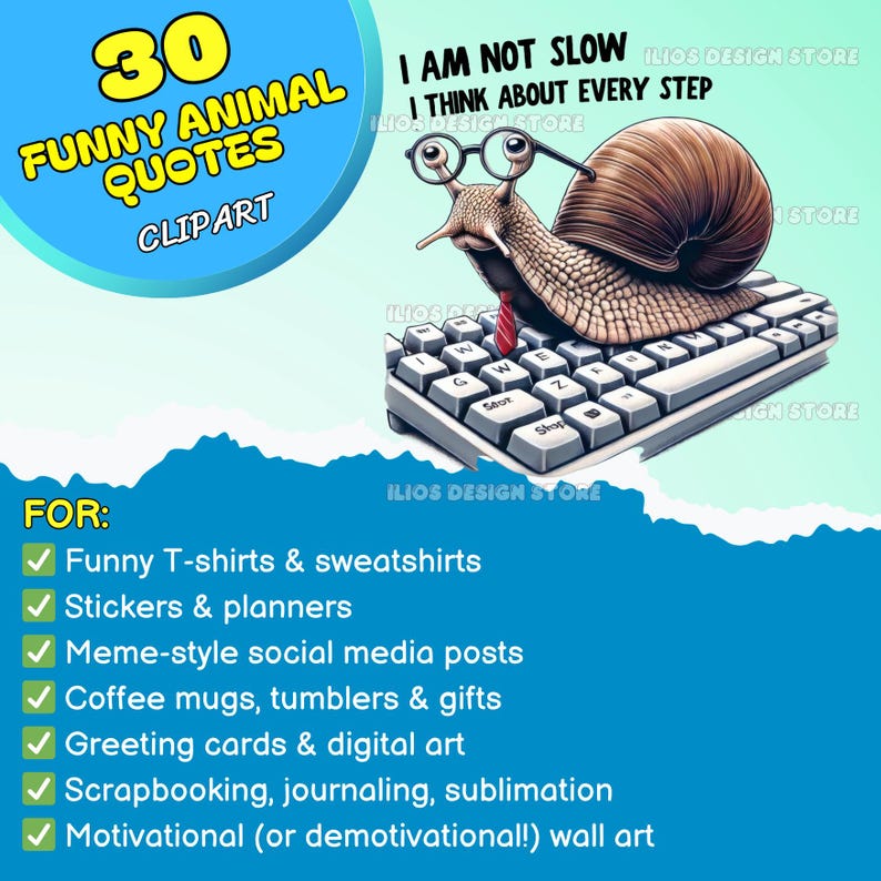 Funny Animal Quote Clipart Bundle – 30 PNG Sarcastic & Relatable ...