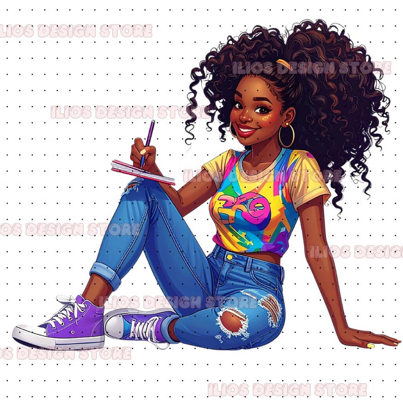 37 PNG Stylish Black Girl Clipart Bundle, Fashion Black Teen Graphics ...