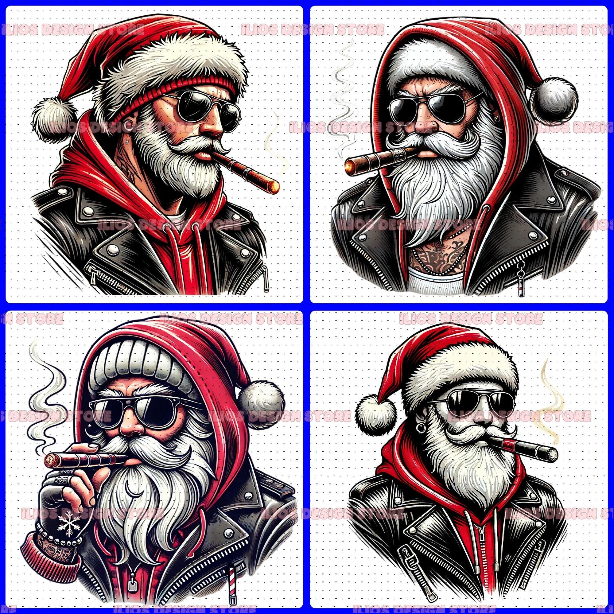 Badass Santa PNG Bundle – 16 Biker, Tattoo & Gangster Christmas Designs ...