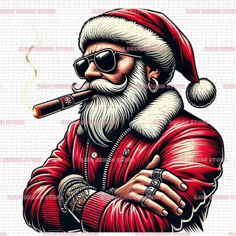 Badass Santa PNG Bundle – 16 Biker, Tattoo & Gangster Christmas Designs ...