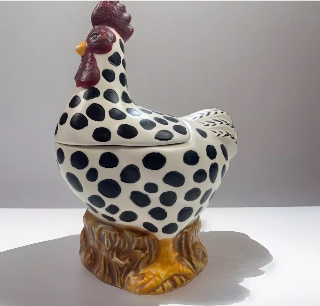 Sakura Pottery Chicken Rooster Sugar Bowl, Spotted Vintage Chicken ...