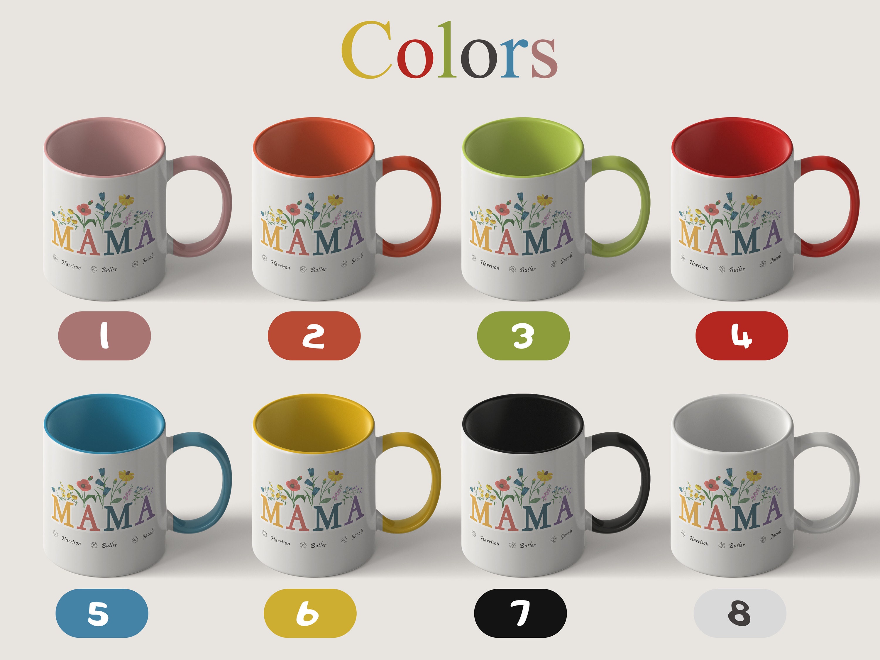 Custom Birth Flower Mama Mug Personalized Name Mug For Mothers Day