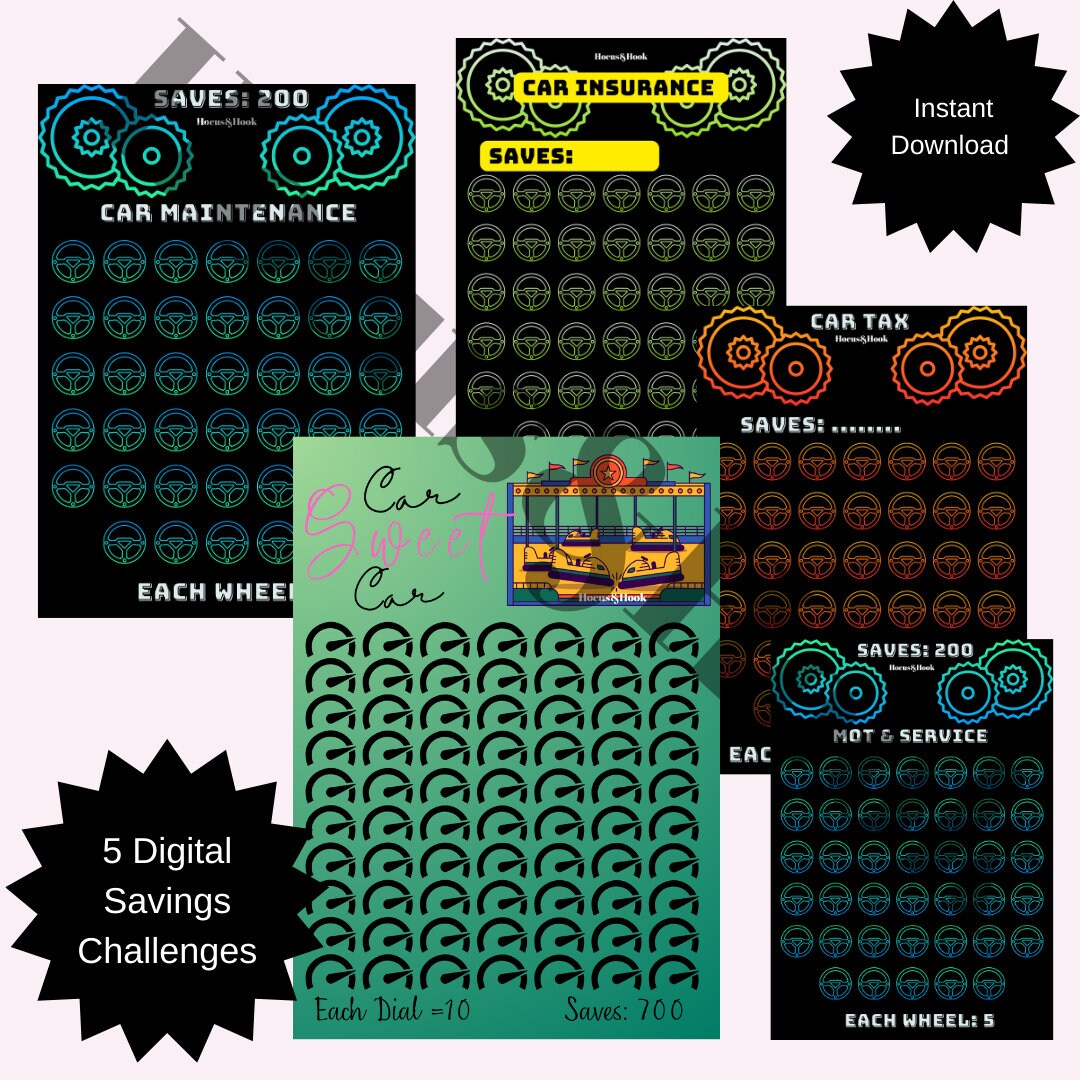 Car Savings Challenge Printable Savings Challenge Bundle A6 A5 A4 Sized ...