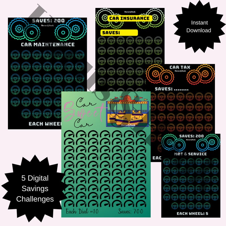Car Savings Challenge Printable Savings Challenge Bundle A6 A5 A4 Sized ...