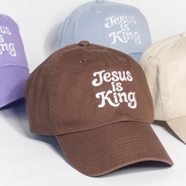 Jesus is King Embroidered Dad Hat, Christian Faithwear, Faith Based ...