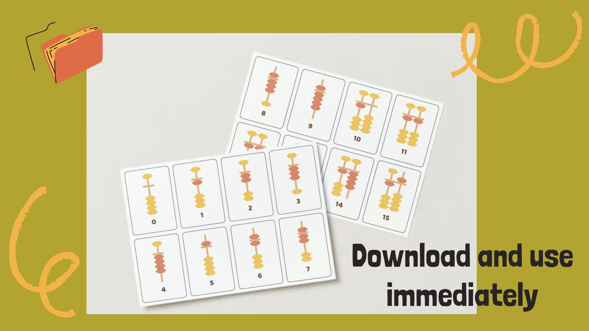 Abacus Soroban Number Flash Cards, Mental Maths Speed Counting 0 - 55 ...