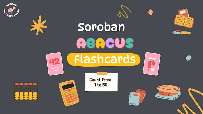 Colourful Abacus Flashcards, Speed Mental Maths, Numbers 1 - 50 - Etsy