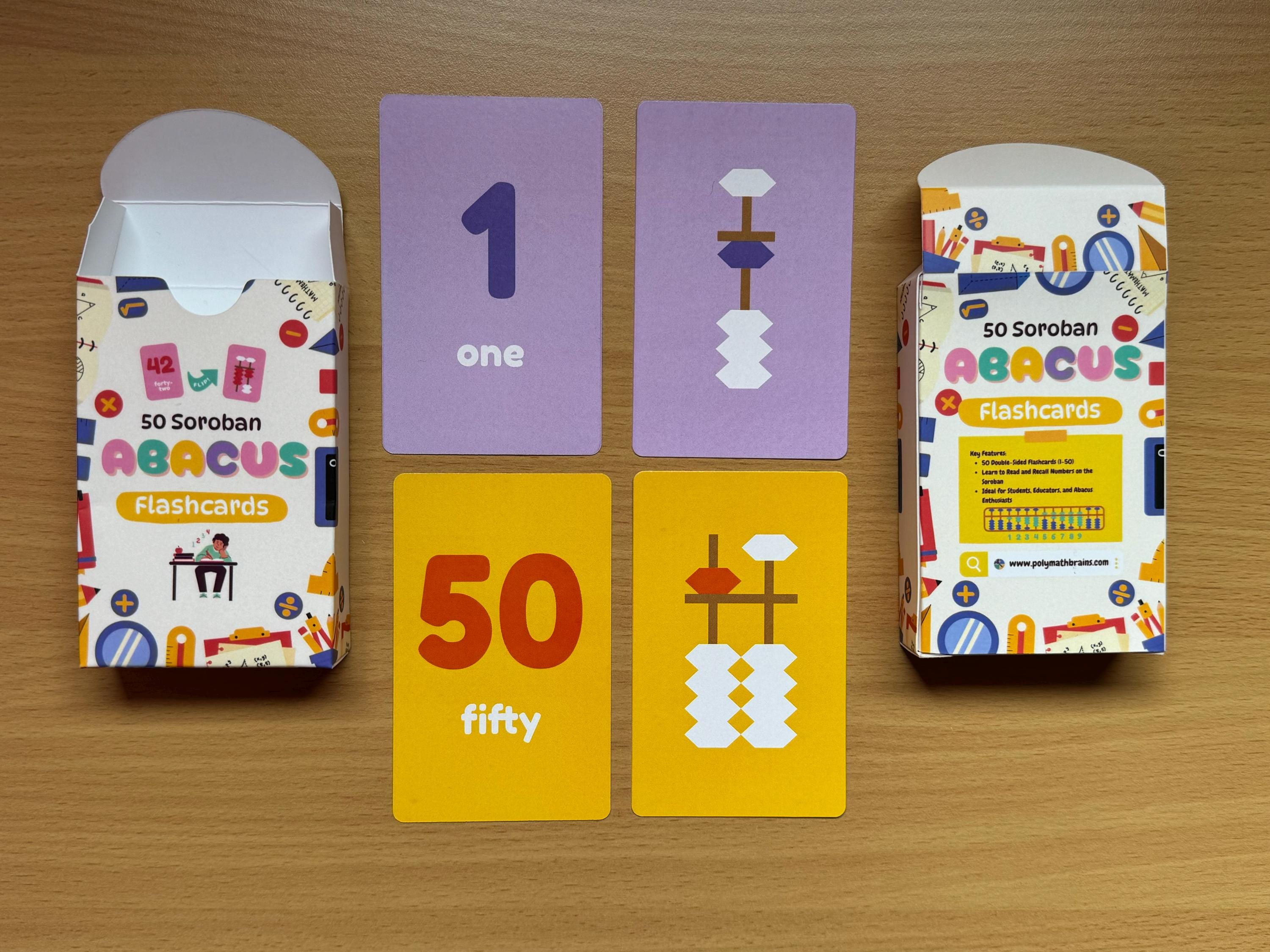Colourful Abacus Flashcards, Speed Mental Maths, Numbers 1 - 50 - Etsy
