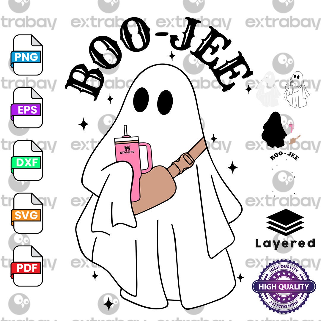 Boojee Stanley Tumbler Inspired Ghost SVG Layered DTV PNG Sublimation ...