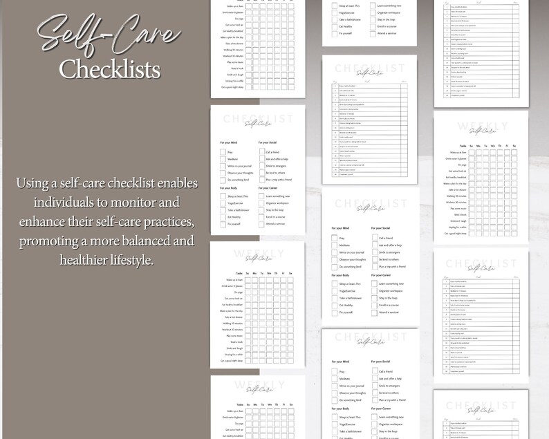 Self Care Checklist Self Care Printable Self Love Workbook Wellness ...