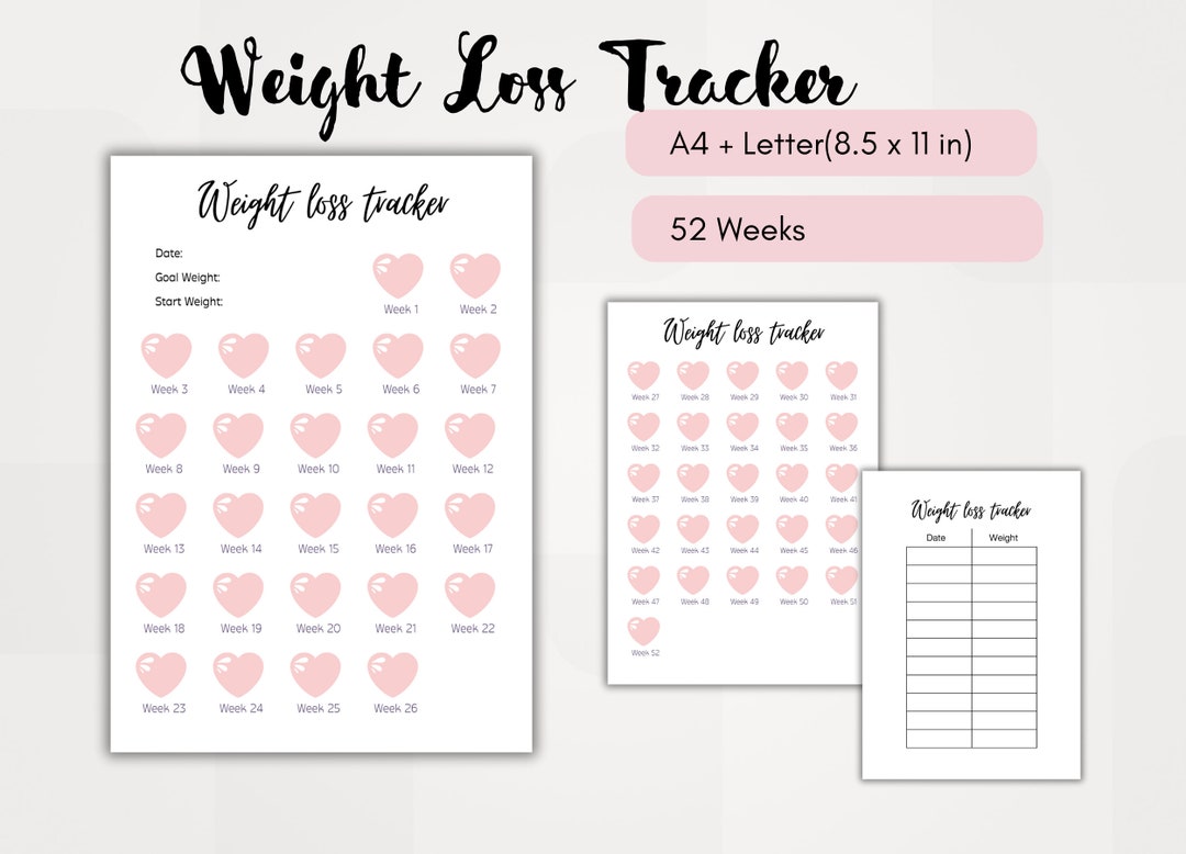 Printable Weight Loss Tracker Digital Weekly Weight Tracker - Etsy