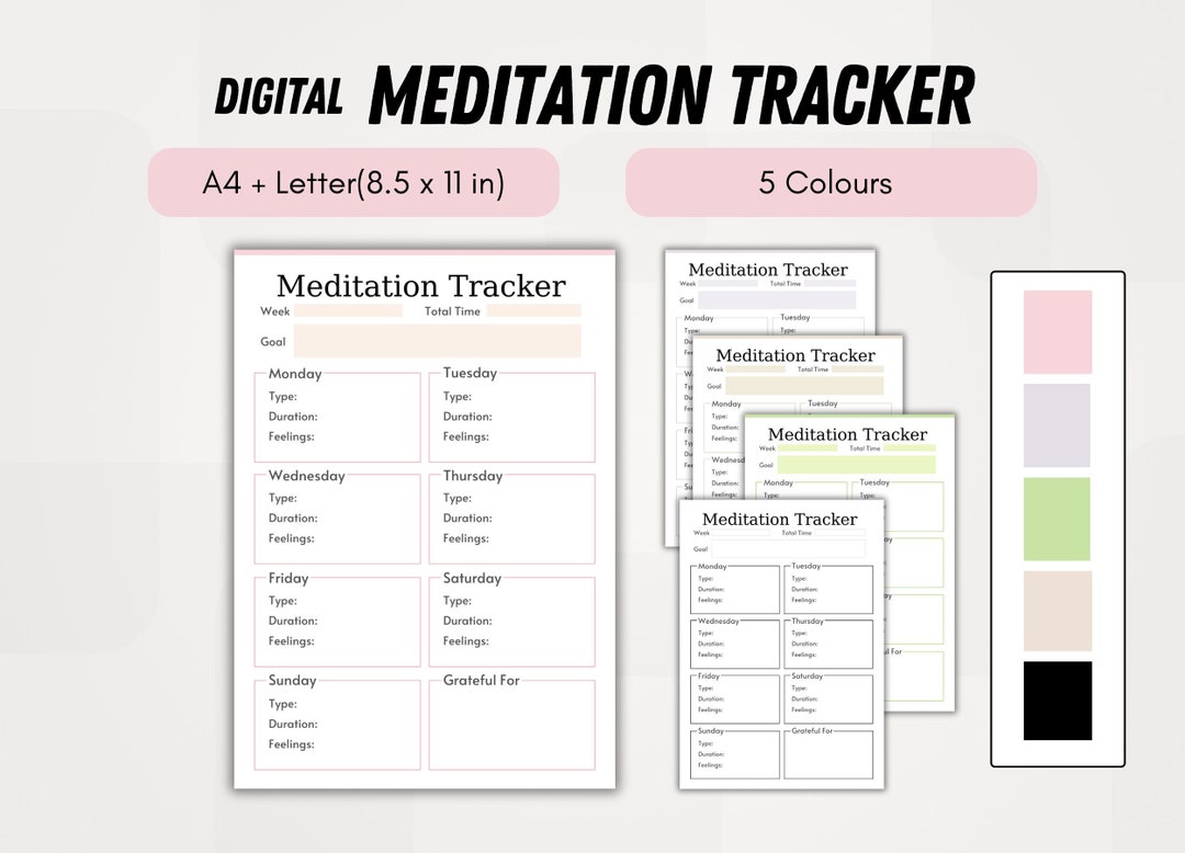 Meditation Tracker Printable Meditation Journal Weekly - Etsy