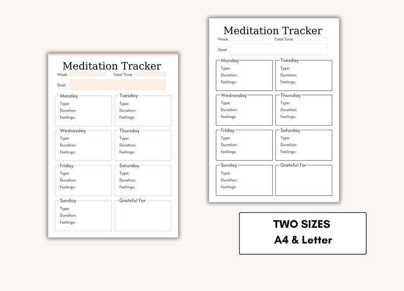 Meditation Tracker Printable Meditation Journal Weekly - Etsy Meditation Tracker Printable Meditation Journal Weekly - Etsy