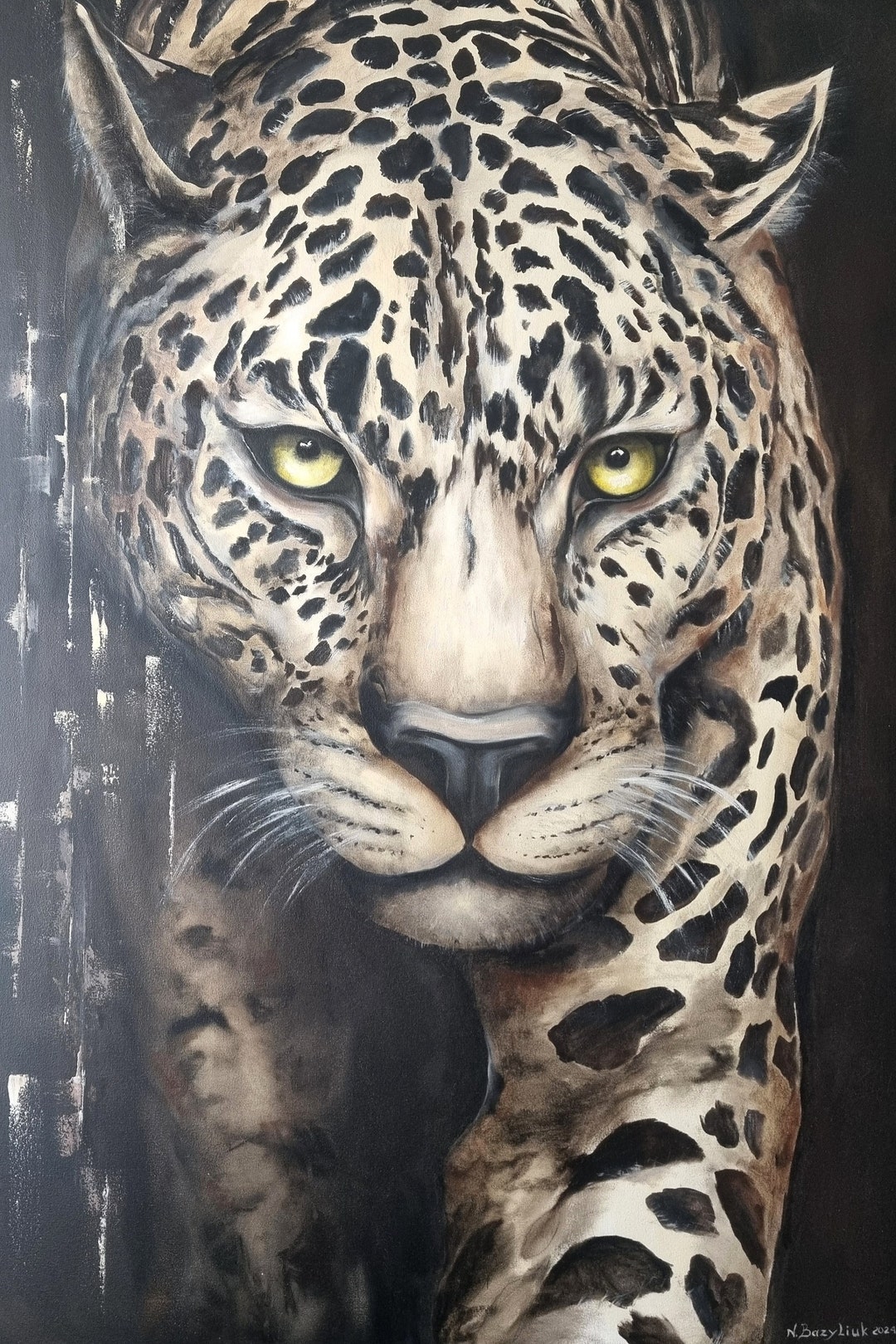 Luxury Cheetah Oil Painting, Original Extra Large Canvas Painting ...