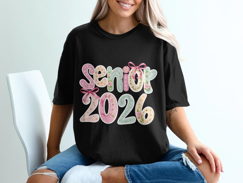 Senior 2026 Floral PNG: Preppy Coquette Graduation Design (digital ...