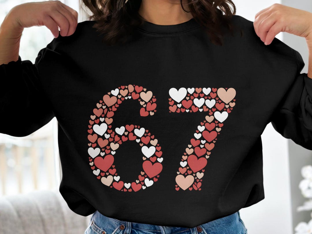 67 Hearts Valentine PNG | 6 7 Meme Number Clipart | Pink Heart 67th ...