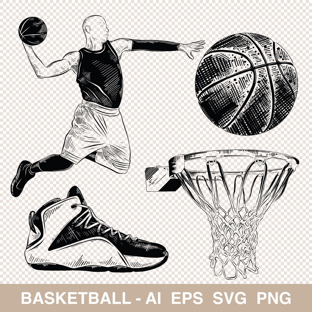 Basketball SVG Bundle – Slam Dunk, Hoop, Player, Ball, Sneaker Clipart ...