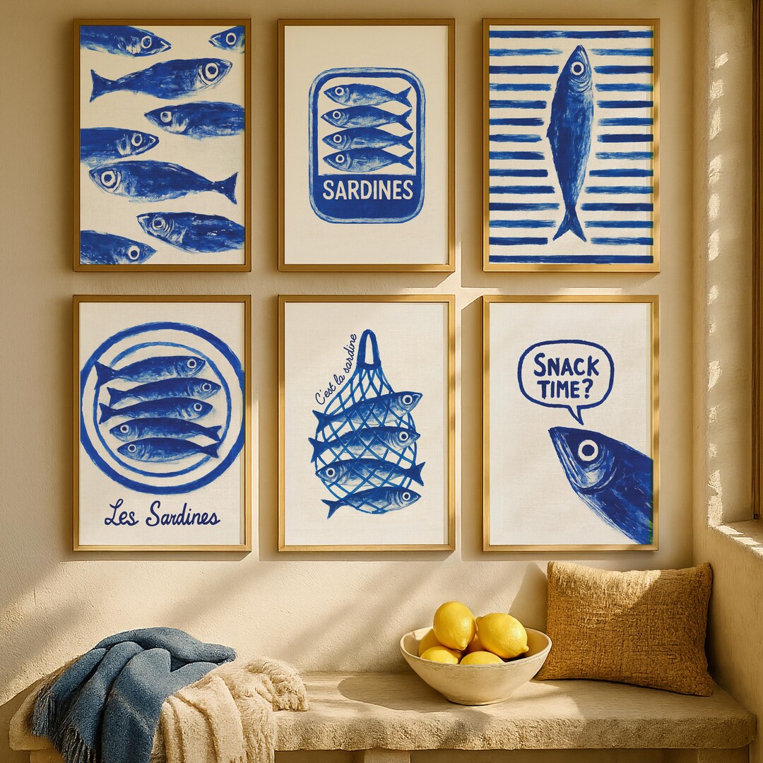 French Sardine Print Set: Vintage Kitchen Wall Art (digital Download - Etsy