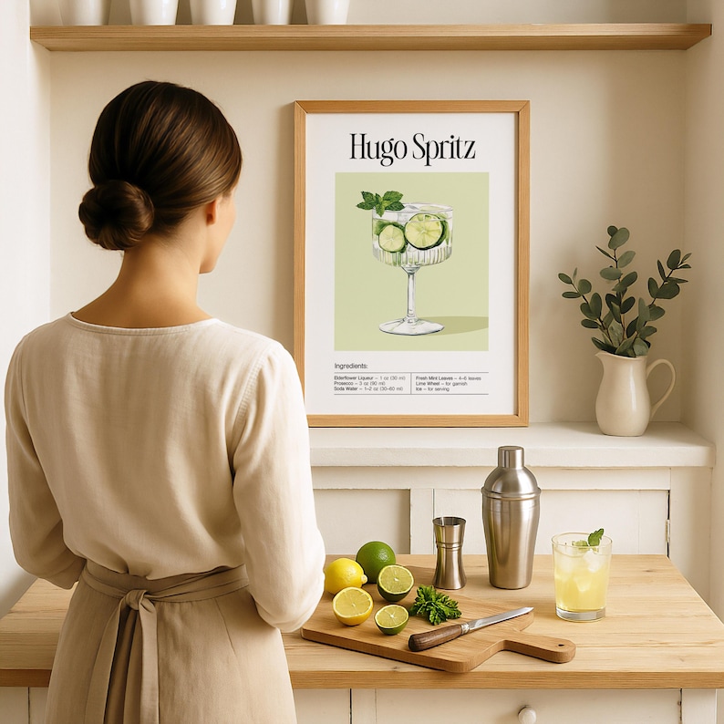 Hugo Spritz Cocktail Poster, Recipe Card, Cocktail Wall Art Digital ...