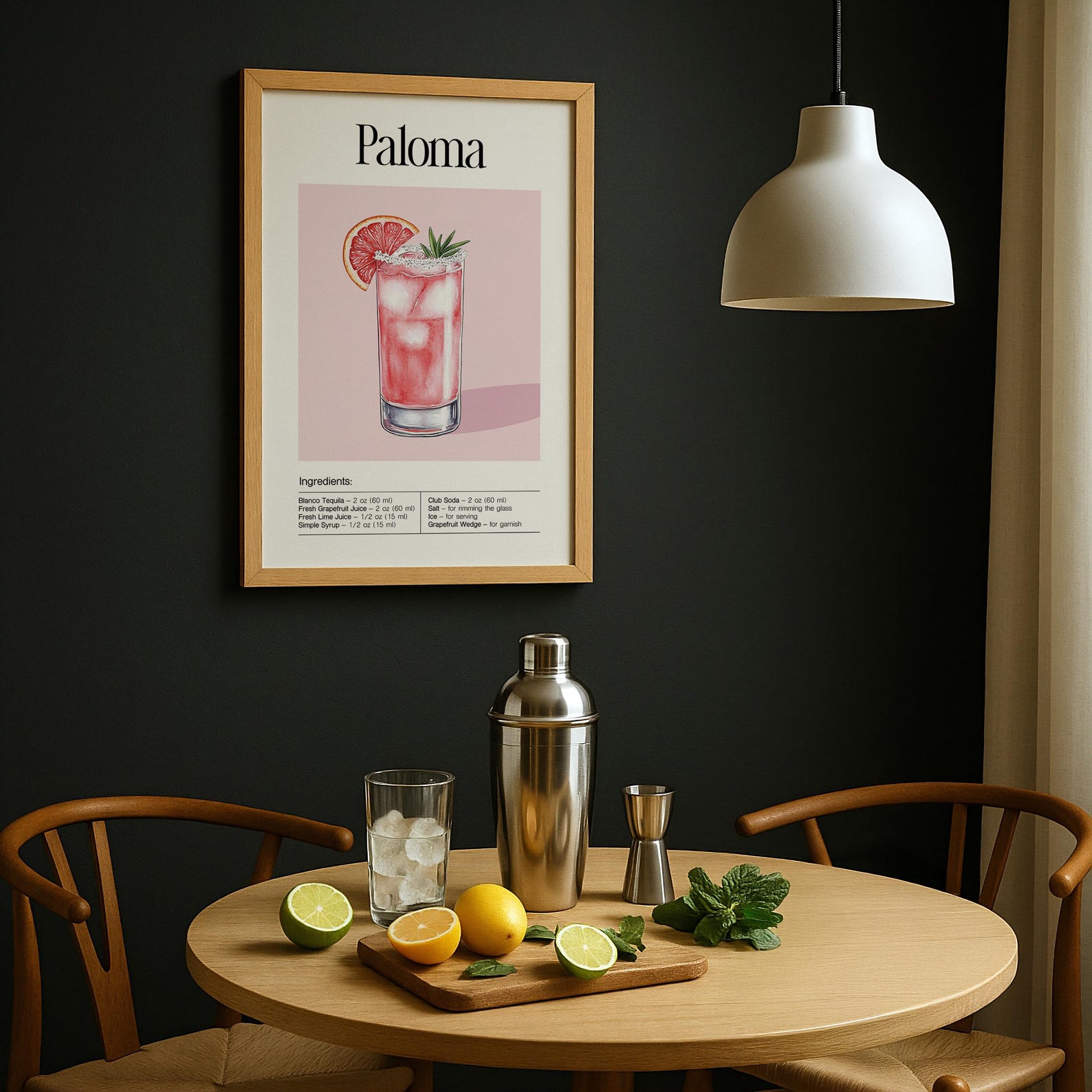 Paloma Poster, Cocktail Recipe Wall Art Printable, Tequila Print ...