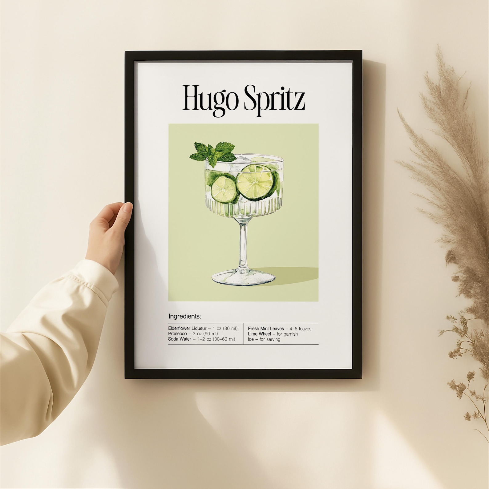 Hugo Spritz Recipe Print: Summer Cocktail Art, Kitchen Bar Decor ...