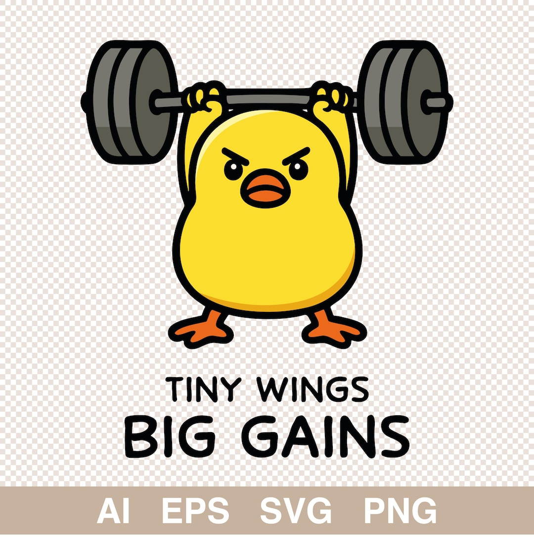 Funny Workout Gym SVG, Humor Duck Clipart, Cute Chick Lifting Weights ...