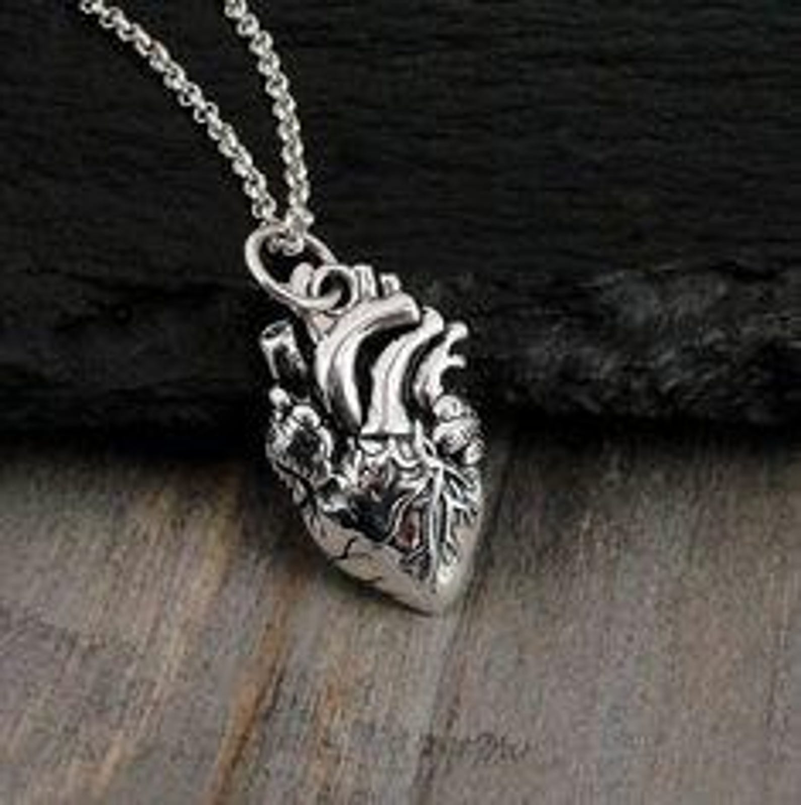 Anatomical Heart Silver Pendant, Human Organ Jewelry, Heart Pendant ...