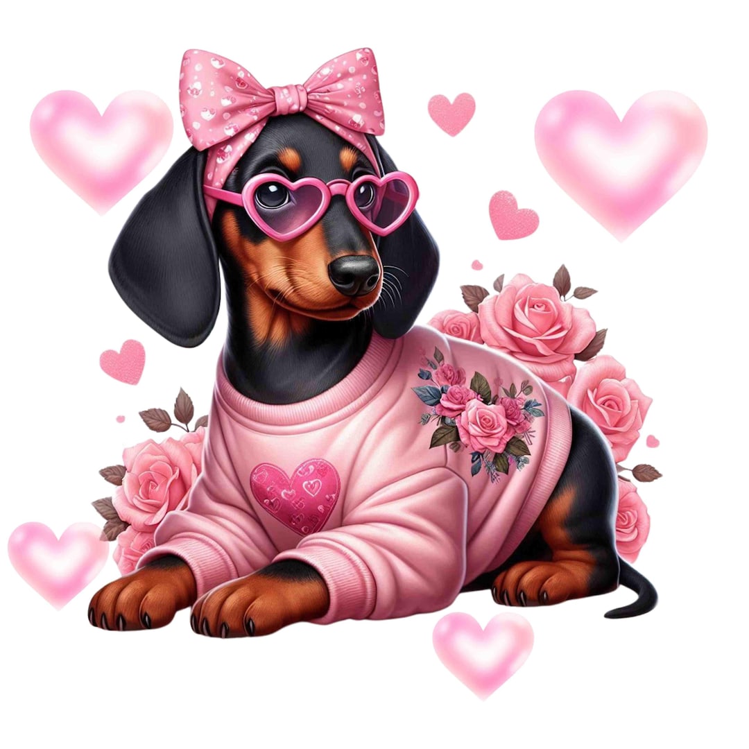 Valentine Dachshund Dog, Sausage Dog Png, Valentine's Day Dog Mom Png ...