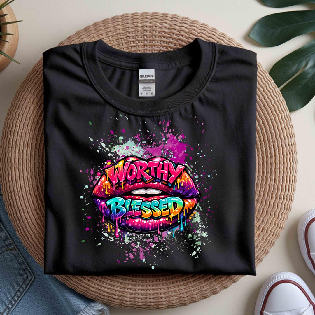 Self-love Graffiti Lips PNG | Worthy Blessed Affirmation (digital ...