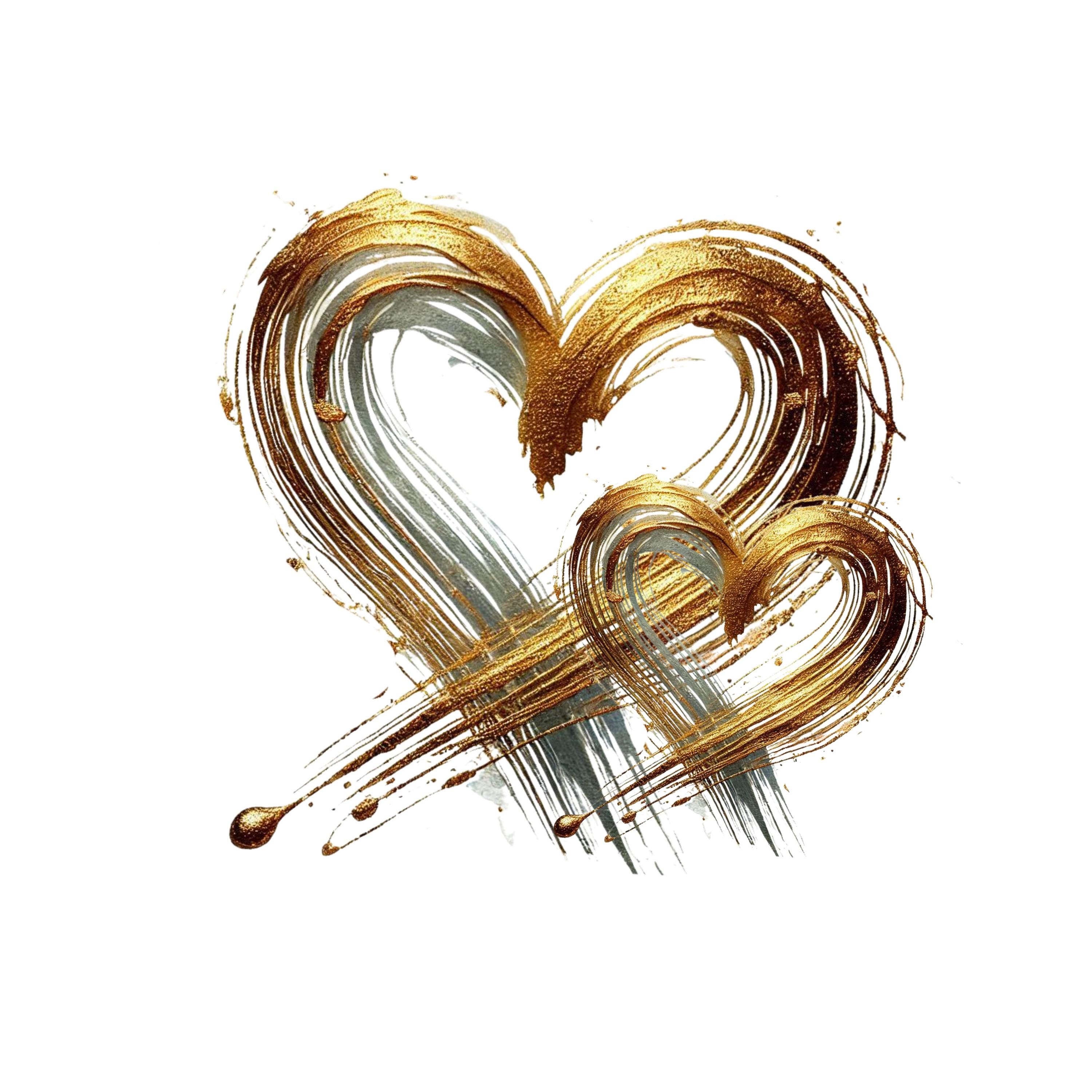 Valentine Metallic Gold Heart Outline PNG - Etsy